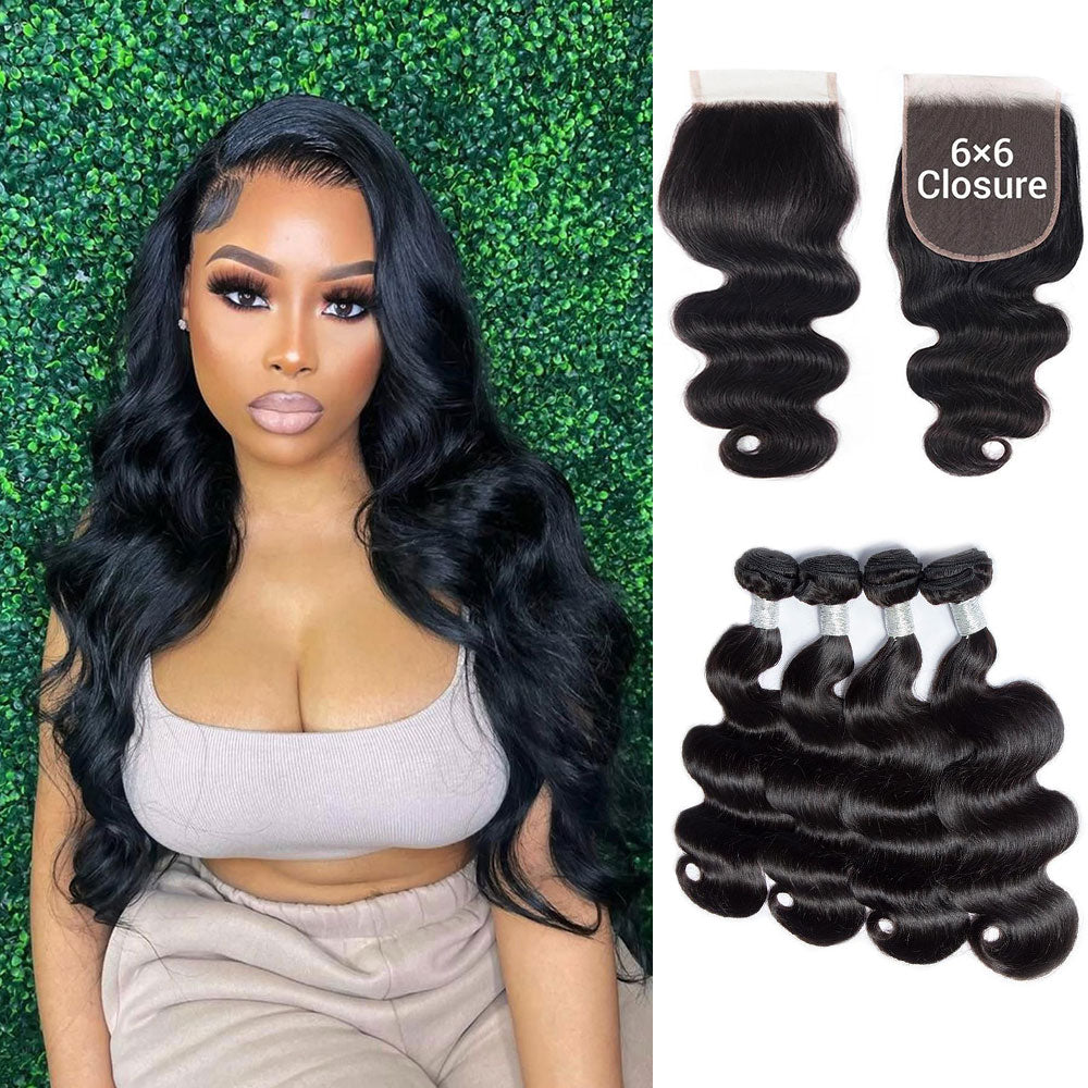 Body Wave 4 Bundles With 6x6 Closure 100% Unprocessed Virgin Human Hai – Modern Show Hair
