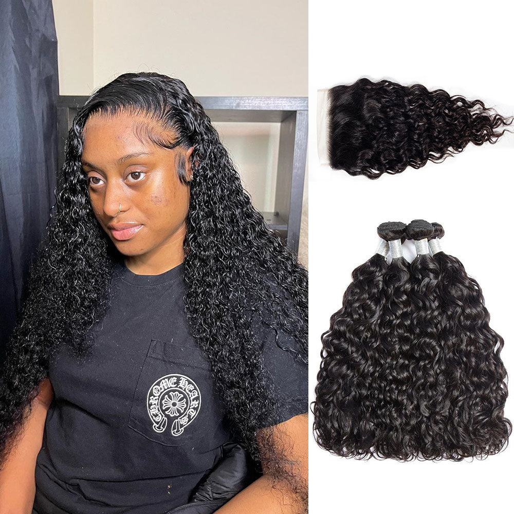 Water Wave 4 Bundles With 6x6 Closure 100% Unprocessed Virgin Human Ha – Modern Show Hair