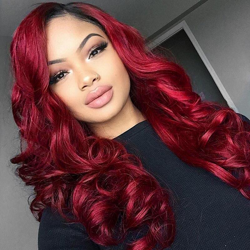 red wavy weave