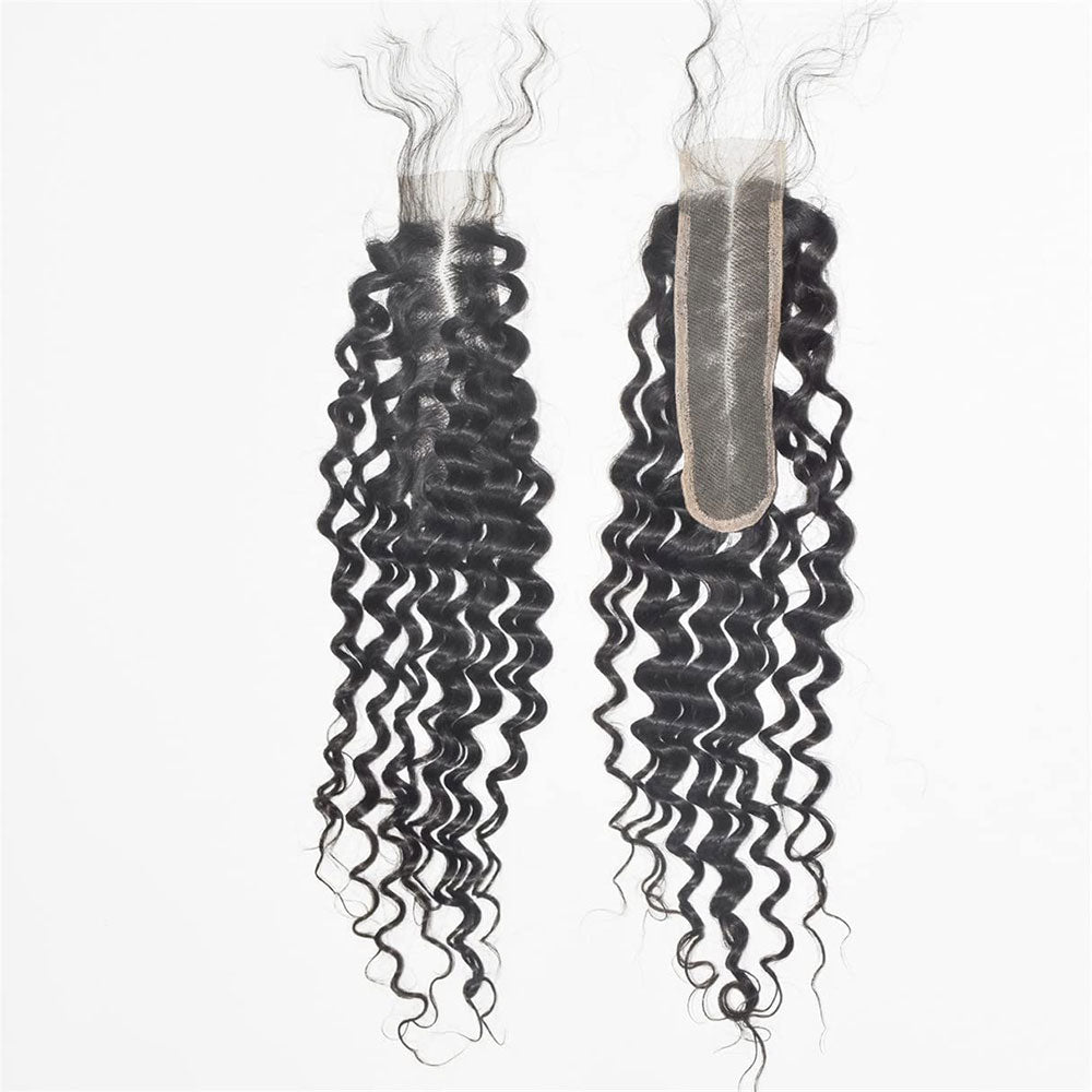 HD Transparent Lace 2x6 Closure Curly Remy Human Hair Lace Closure ...