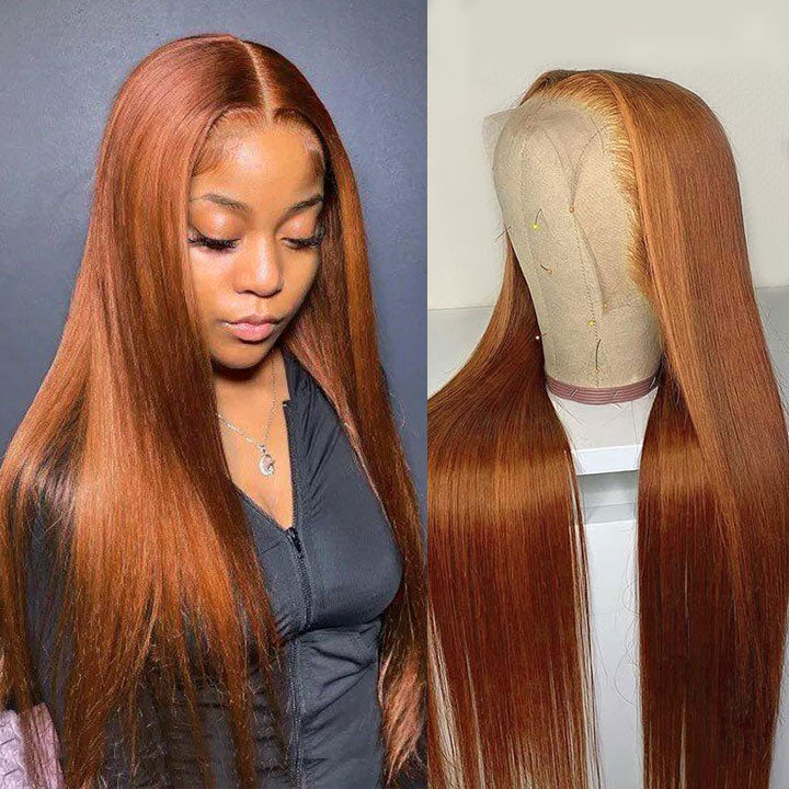 Transparent Long Straight Ginger Colored Lace Wig Human Hair – Modern ...